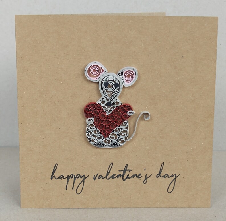 Unique Handmade Quilled Mice Mouse Valentine's Day Card Him Her Them ...