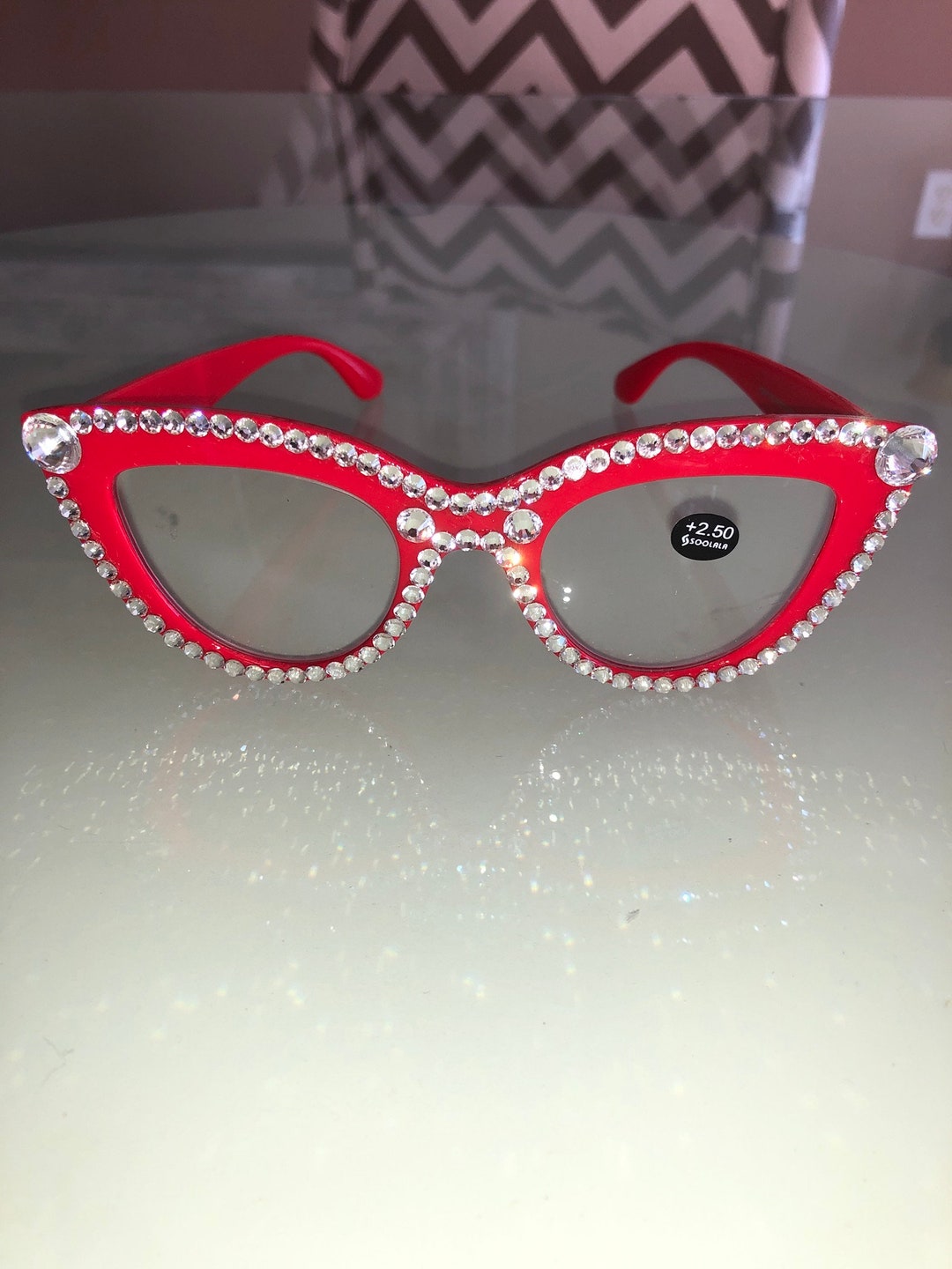 Red Rhinestone Readers - Etsy