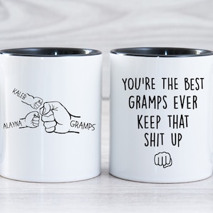 Father's Day Gifts for Gramps Fist Bump Mug With Grandkids Names ...