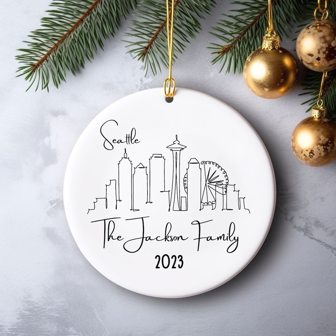 Seattle Tree Ornament, Seattle Skyline Gifts, Custom Christmas Ornament ...