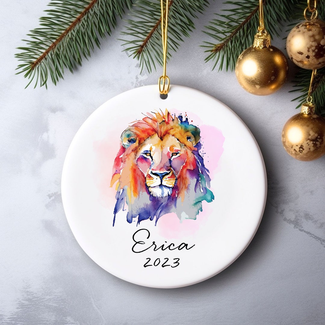 Lion Ornament, Lion Hanging Christmas Tree Decoration, Personalized ...