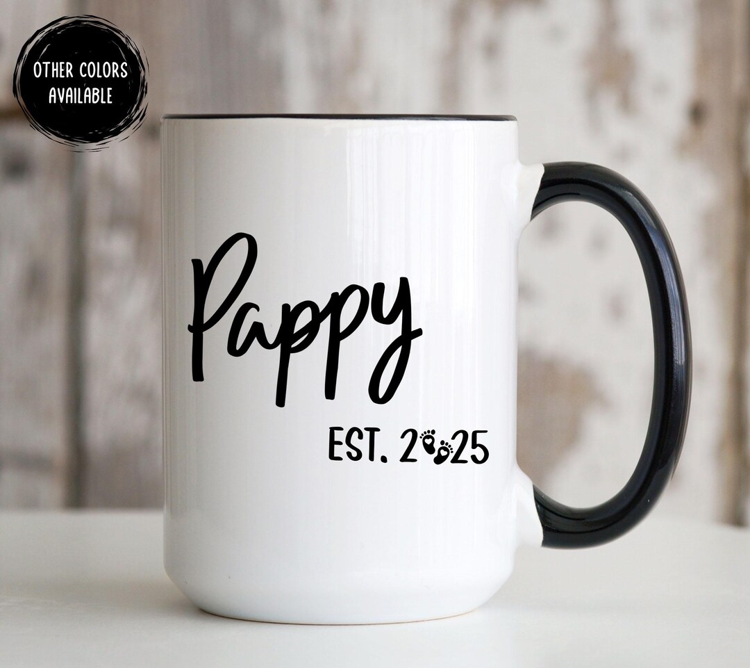 Pappy Gift Papaw Established 2025 Mug, New Grandpa Gift Pappy Est Mug ...