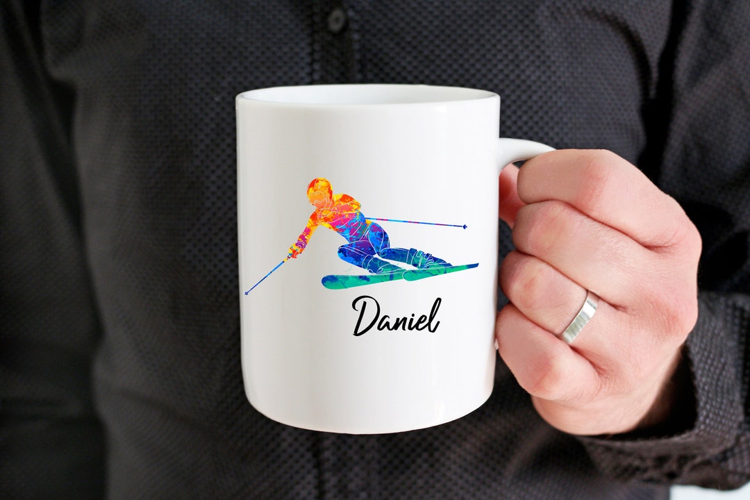 Personalized Skier Coffee Mug Cup, Skiing Mug Gifts, Skiing Gift Idea ...