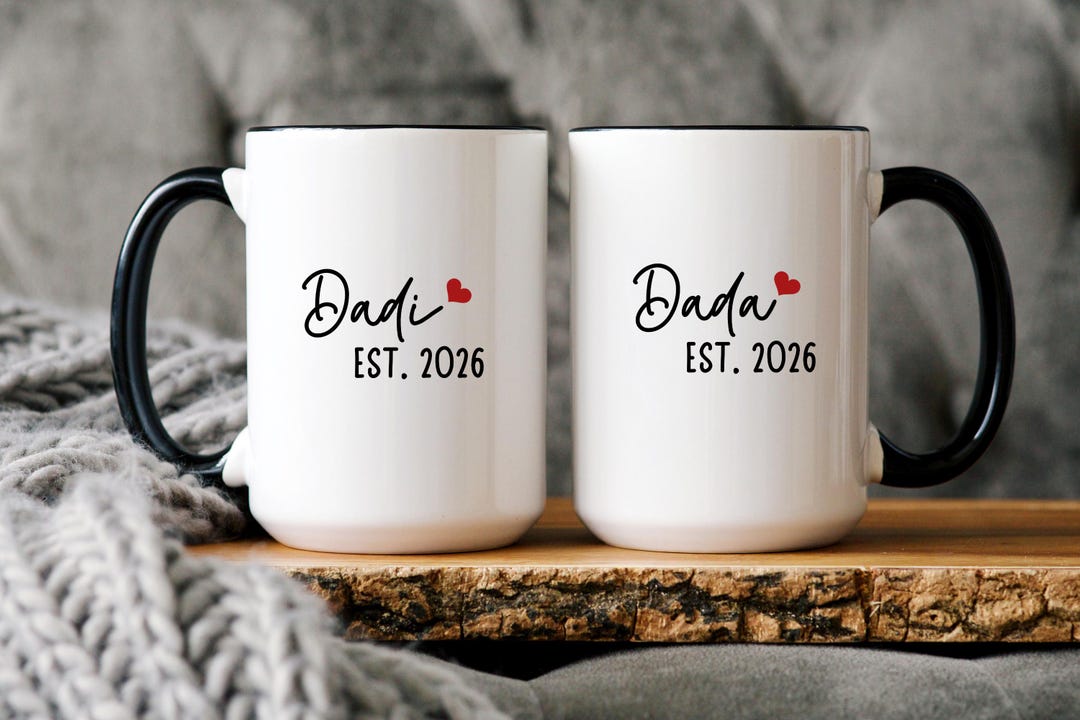Dadi Dada Est 2026 Mug Set, New Indian Grandparents Gift Set, Dadi Dada ...