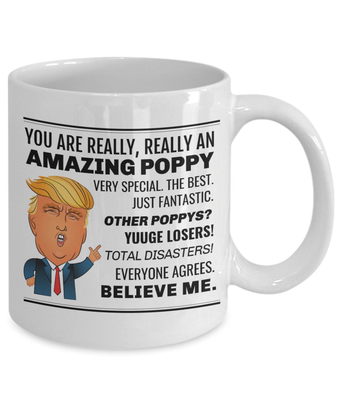 Stocking Stuffer for Poppy, Funny Trump Poppy Christmas Mug Gift, Mens ...