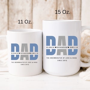 Dad Mug With Kids Names, Dad Gift From Kids, Personalized Dad Cup, Dad ...