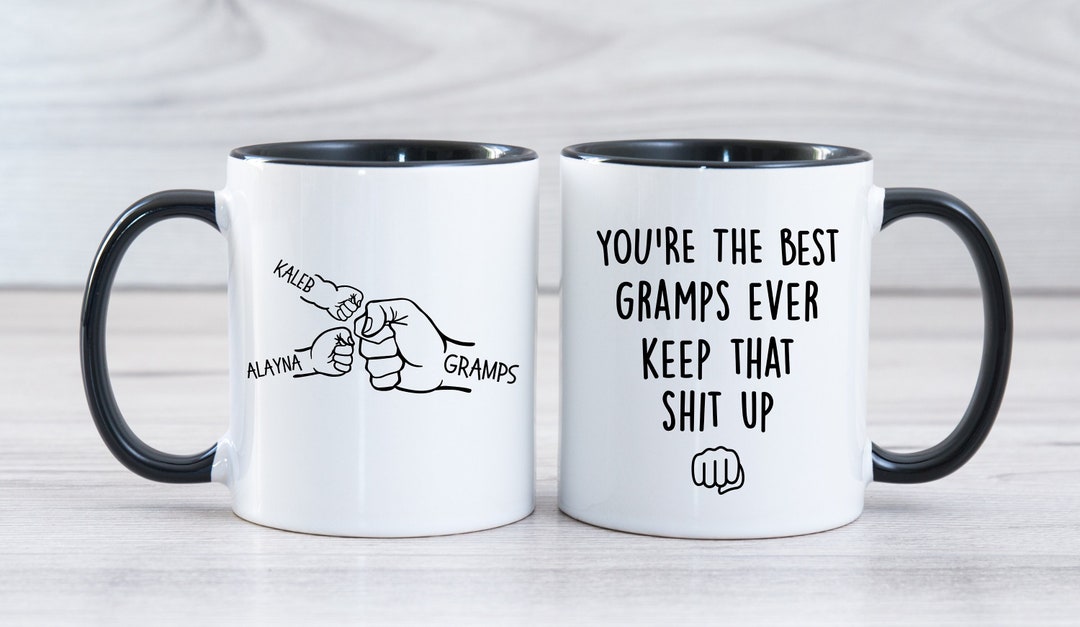 Father's Day Gifts for Gramps Fist Bump Mug With Grandkids Names ...