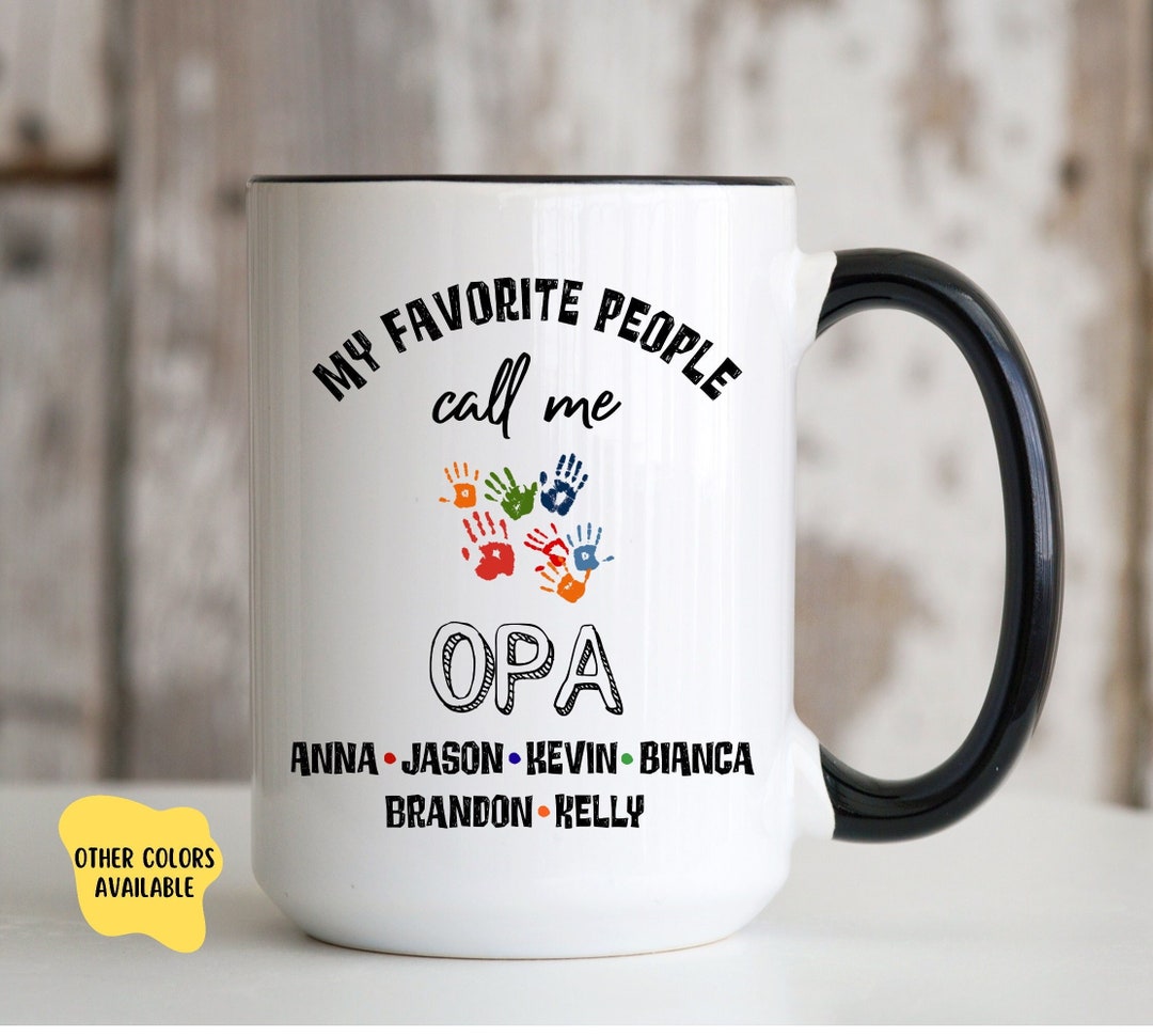 Opa Mug With Grandkids Names Personalized Opa Gift for Opa Handprint ...