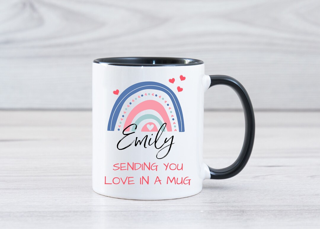 Personalized Hug in A Mug, Rainbow Sending A Hug Mug Personalized Love ...