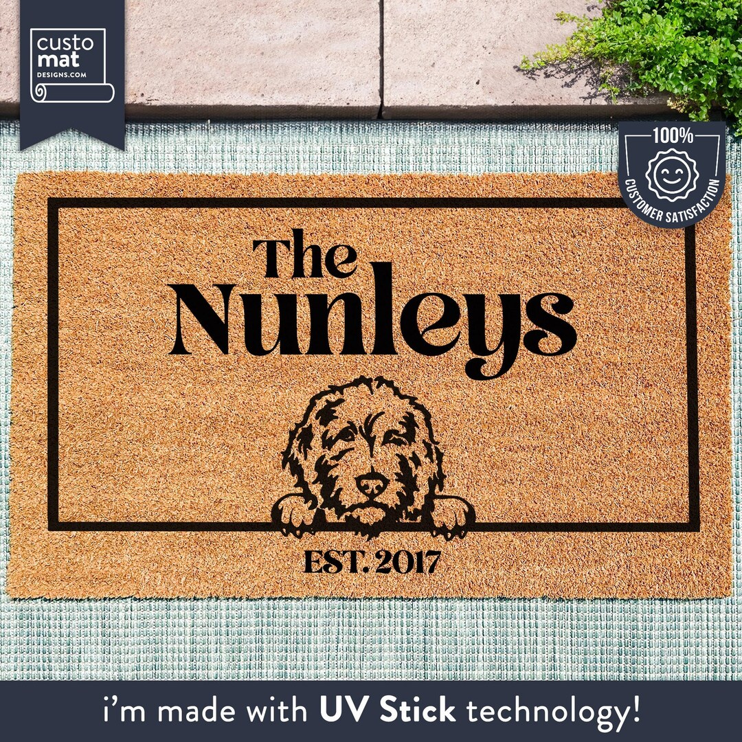 Golden Doodle Dog Doormat - Custom Pet Breed - Dog Rug - Personalized ...