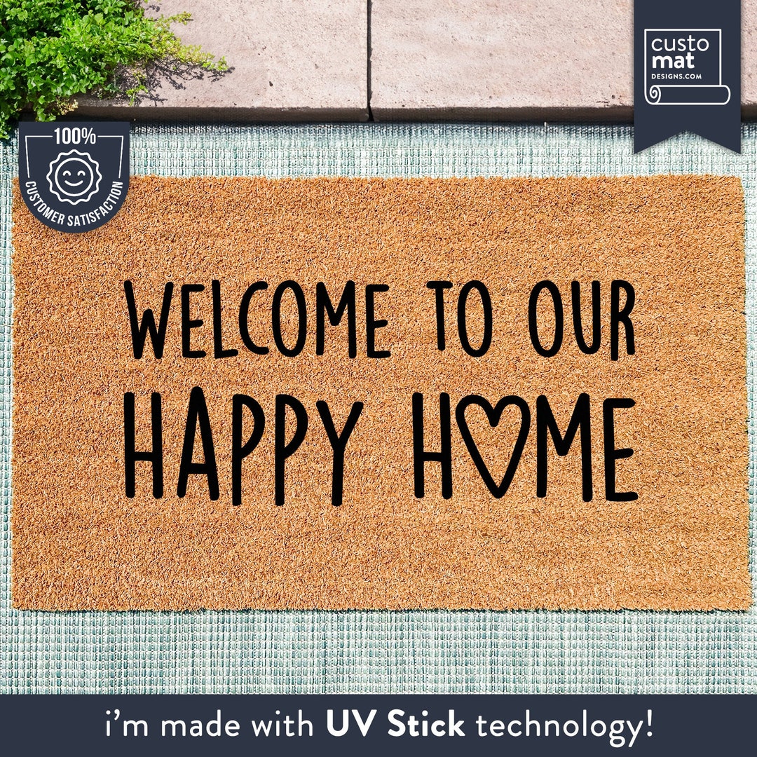 Welcome to Our Happy Home - Cute Heart Doormat - Housewarming Gift ...