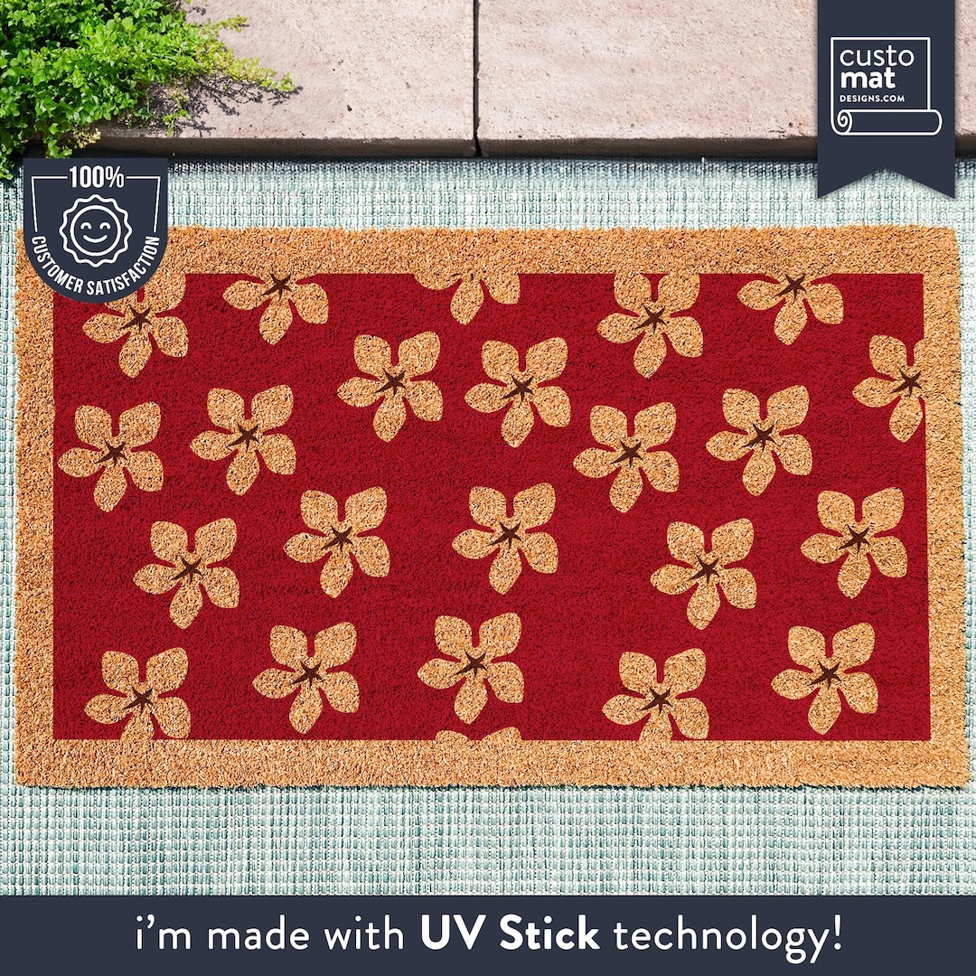 Tropical Flower Doormat Print - Cute Doormat With Flower Plant Pattern ...