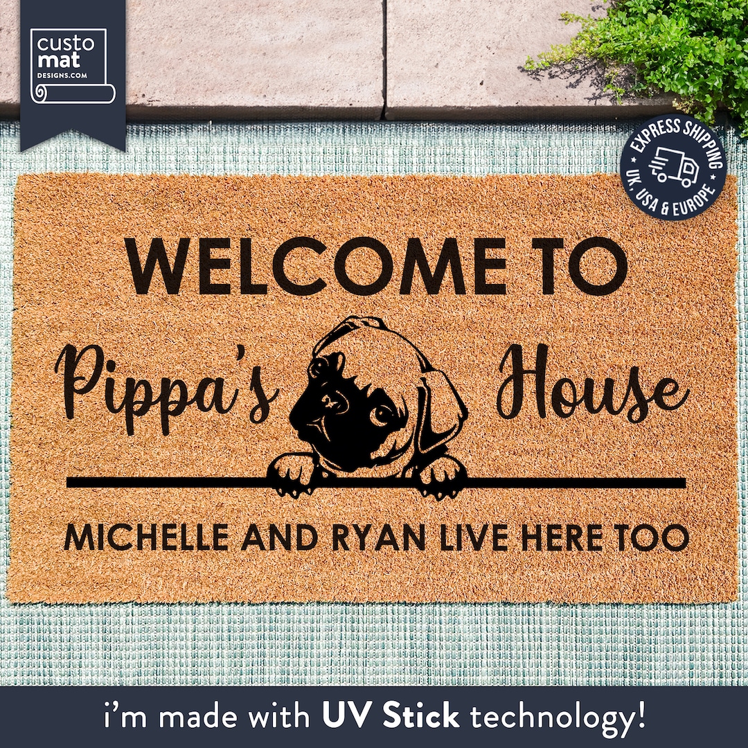 Pug Doormat Custom Pug Dog Breed Mat Cute Pug Dog Rug Custom Gifts for ...