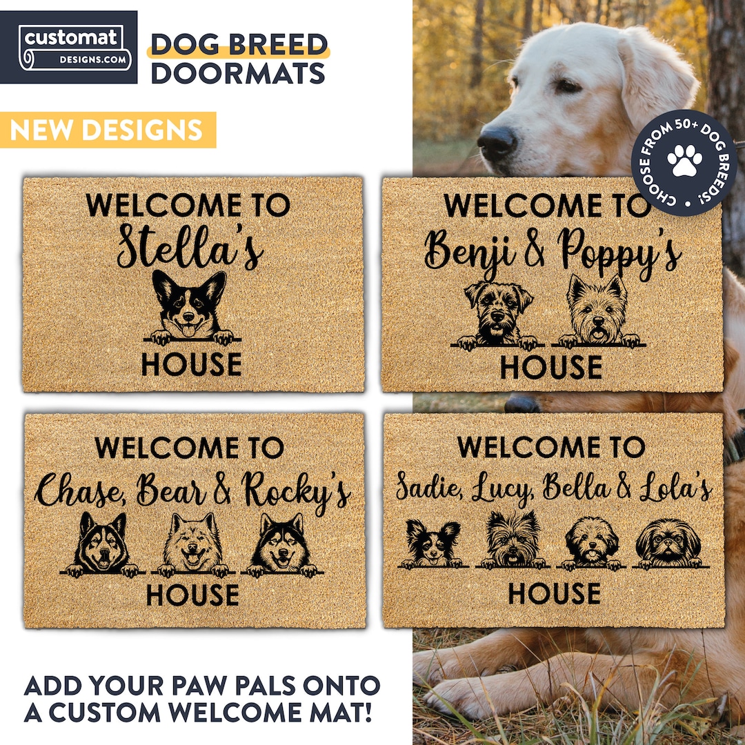 Personalized Dog Gift Welcome Mat - Welcome to Our House Dog Doormat ...