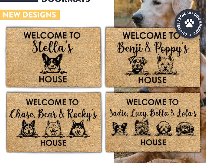 Peace, Love and Paw Prints Doormat Custom Coir Mat Dog and Cat Door Mat ...