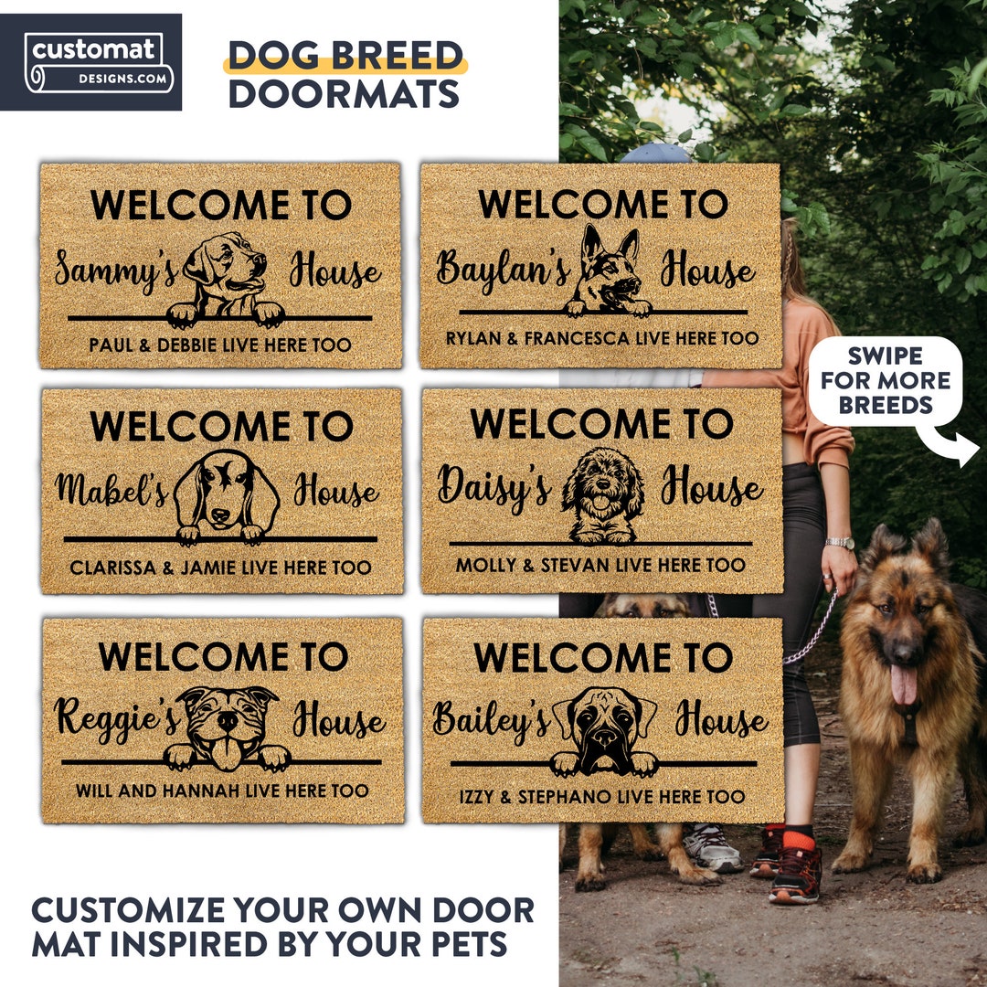 Personalized Custom Dog Breed Doormat - Custom Dog Portrait for Dog ...