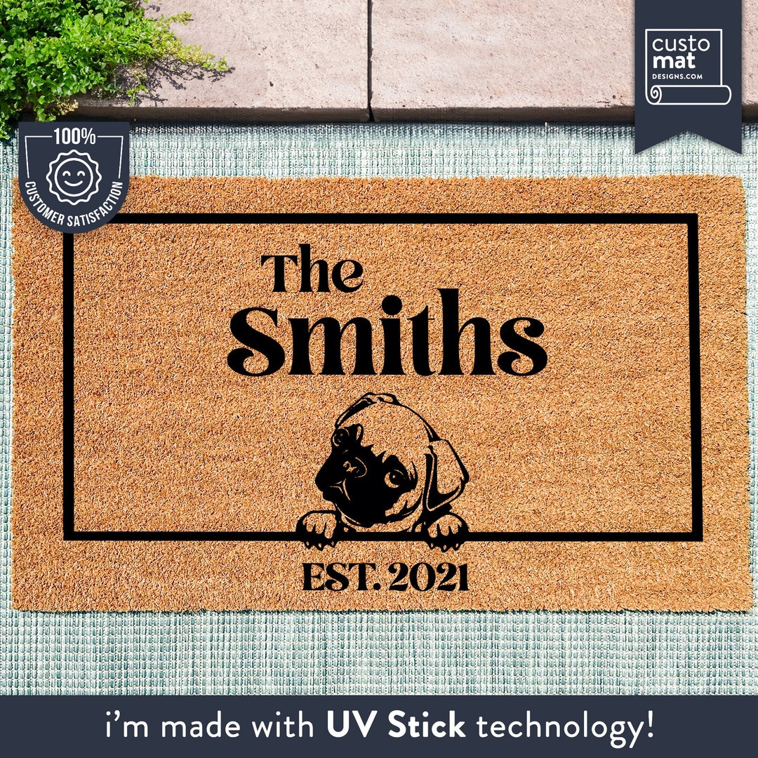 Pug Dog Door Mat - Dog Lover Doormat - Custom Pet Breed - Personalized ...