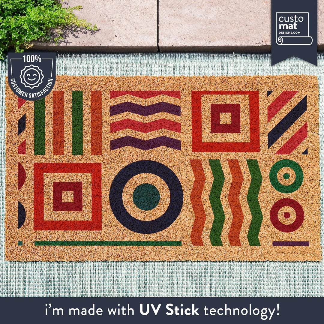 Geometric Doormat With Abstract Shape Art - Custom Mid Century Pattern ...