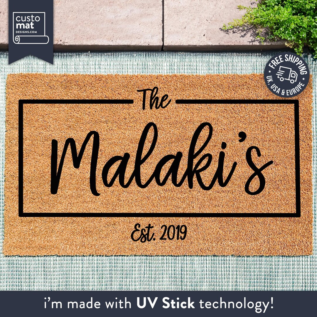 Personalized Doormat With Border - A Customized Family Name Door Mat ...