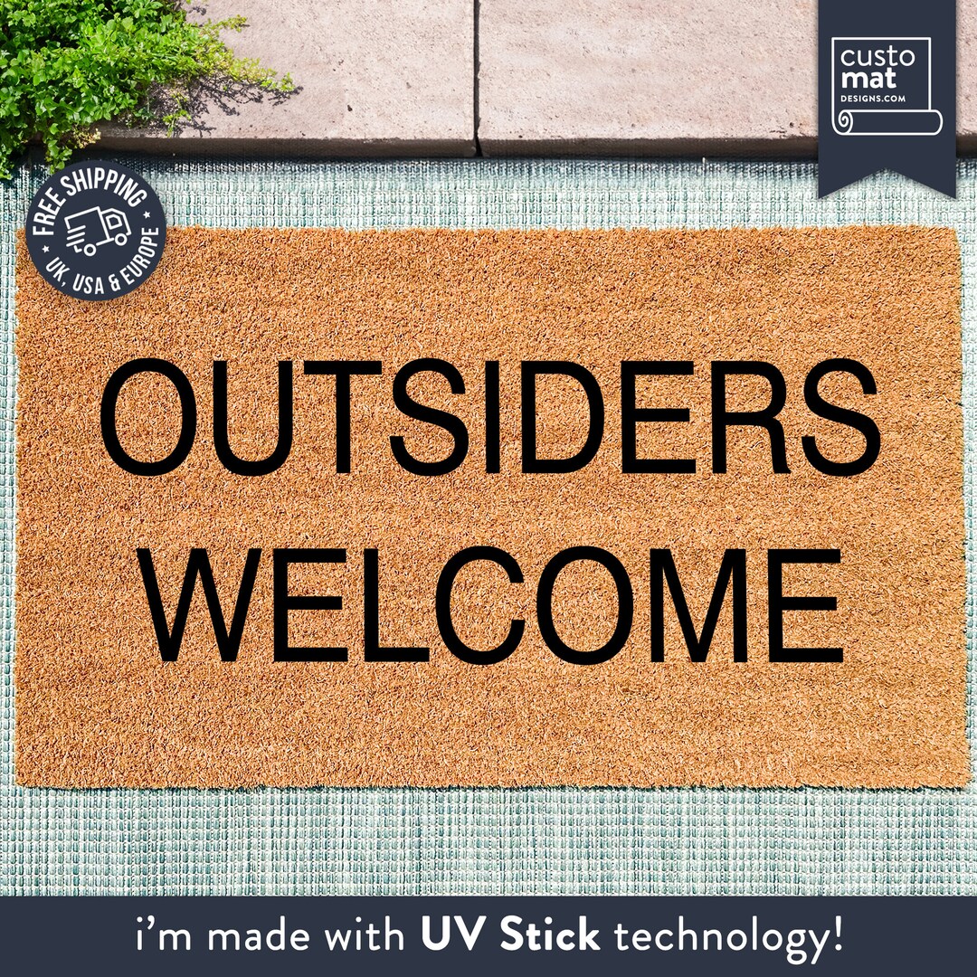 Outsiders Welcome - Cute Welcome Mat - Custom Coir Doormat - Home Decor ...