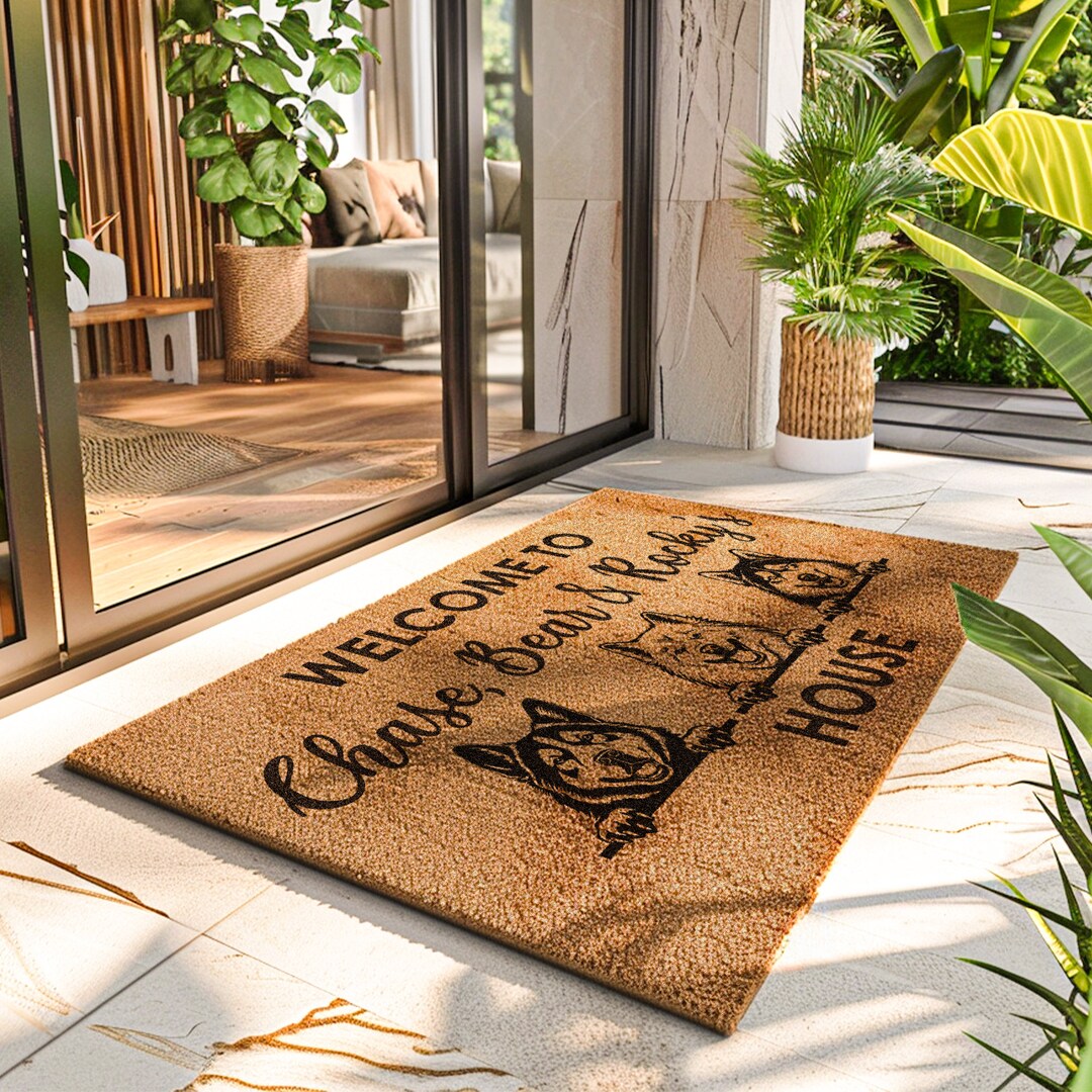 Custom Welcome Dog Mat - Gift for Dog Owner - Welcome to Our House Dog ...