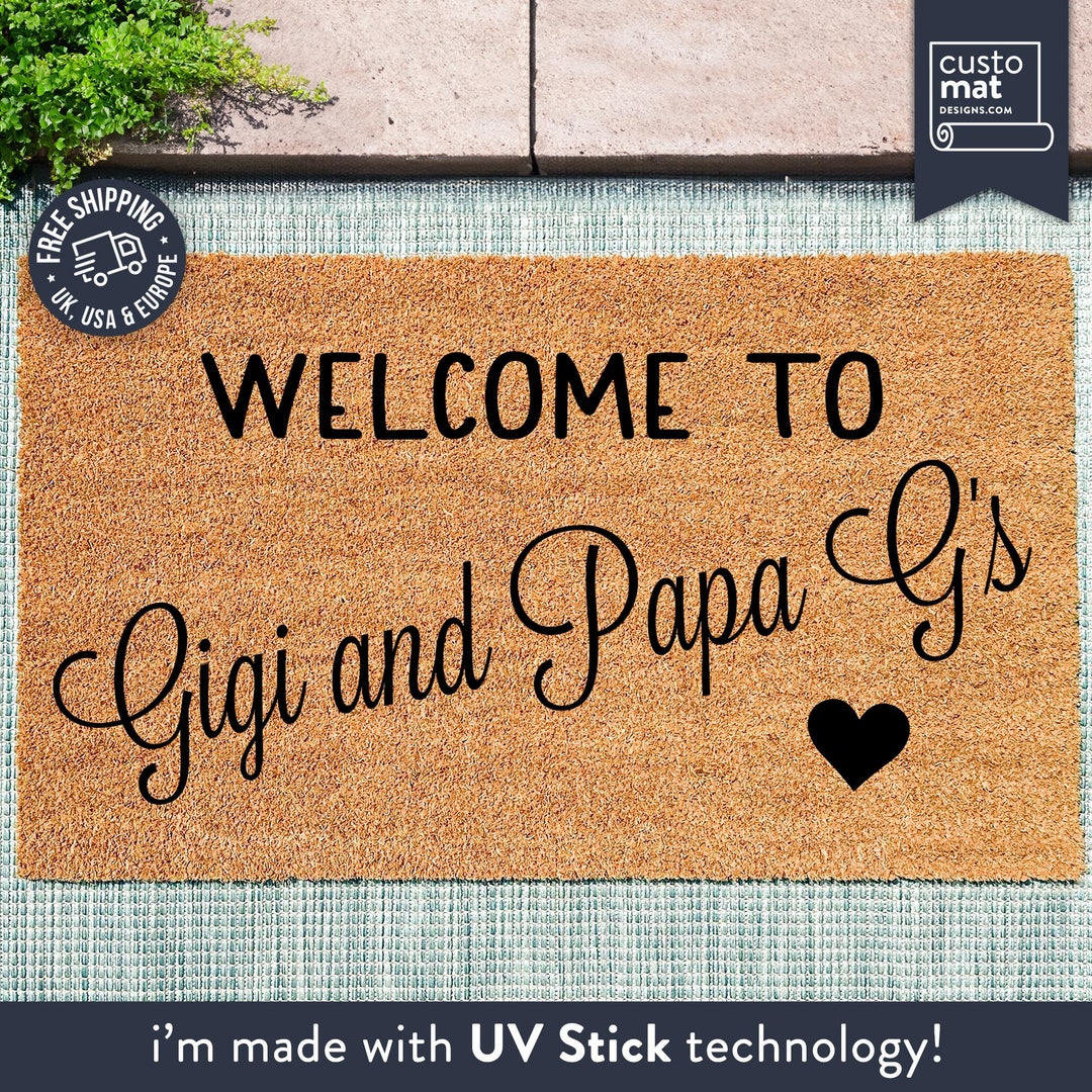 Welcome to Gigi & Papa G's Custom Rug Personalized Grandparent Door Mat ...