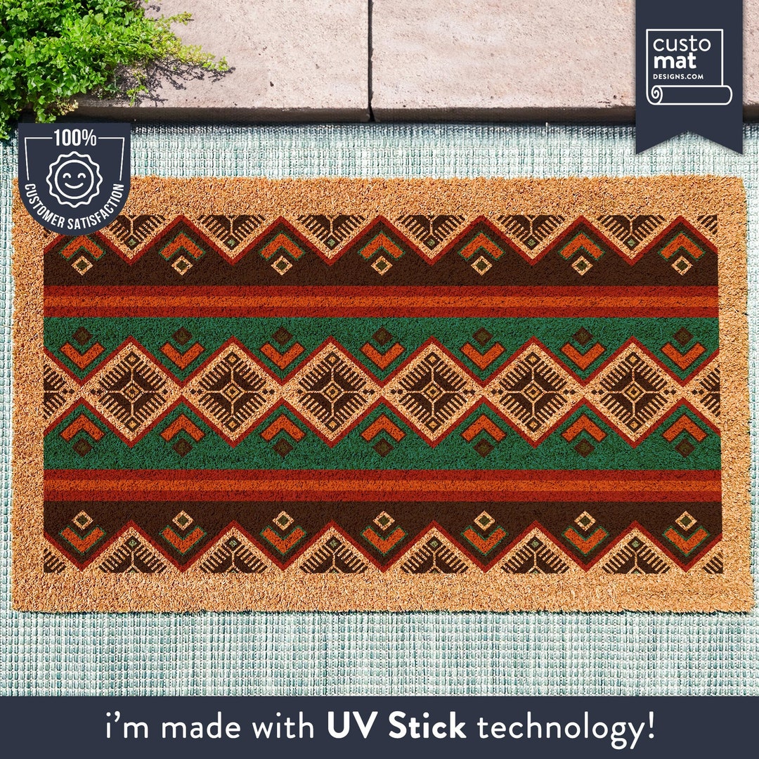 Aztec Cowboy Boho Print Doormat - Western Style Boho Coir Doormat ...