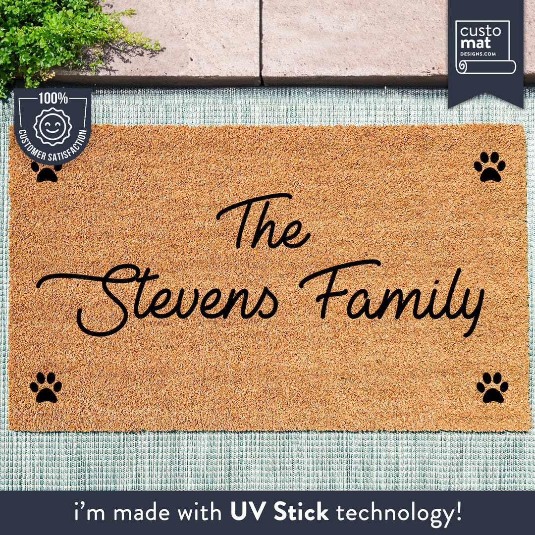 Personalised Family Name Paw Doormat - Dog Footprint Mat - Animal Lover ...