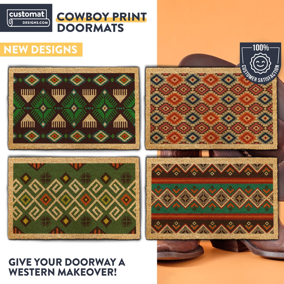 Aztec Cowboy Boho Print Doormat - Western Style Housewarming Doormat ...