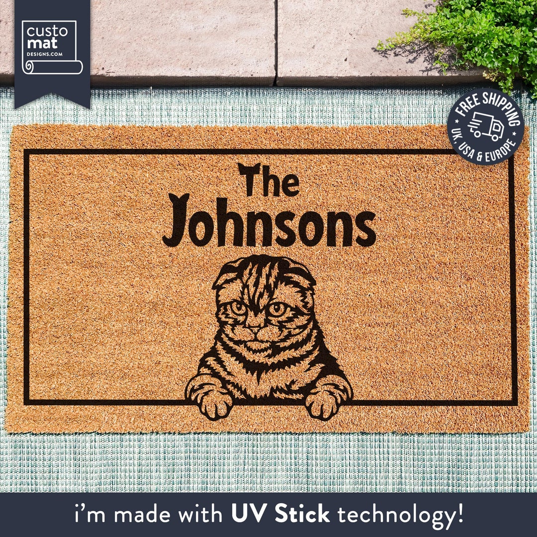 Scottish Fold Cat Mat - Personalized Scottish Fold Doormat - Cute Cat ...
