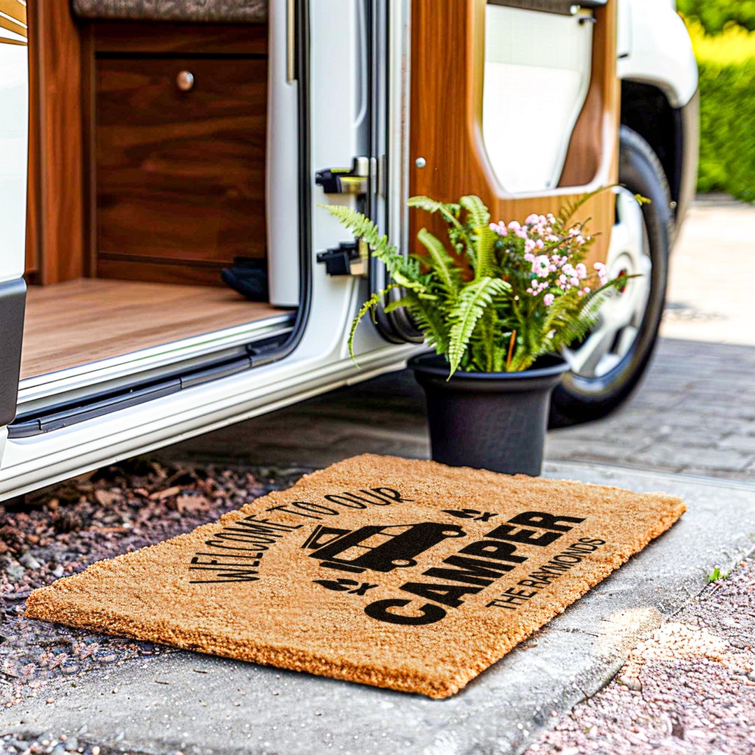 Camper Welcome Motorhome Coir Door Mat - Personalized Camper ...
