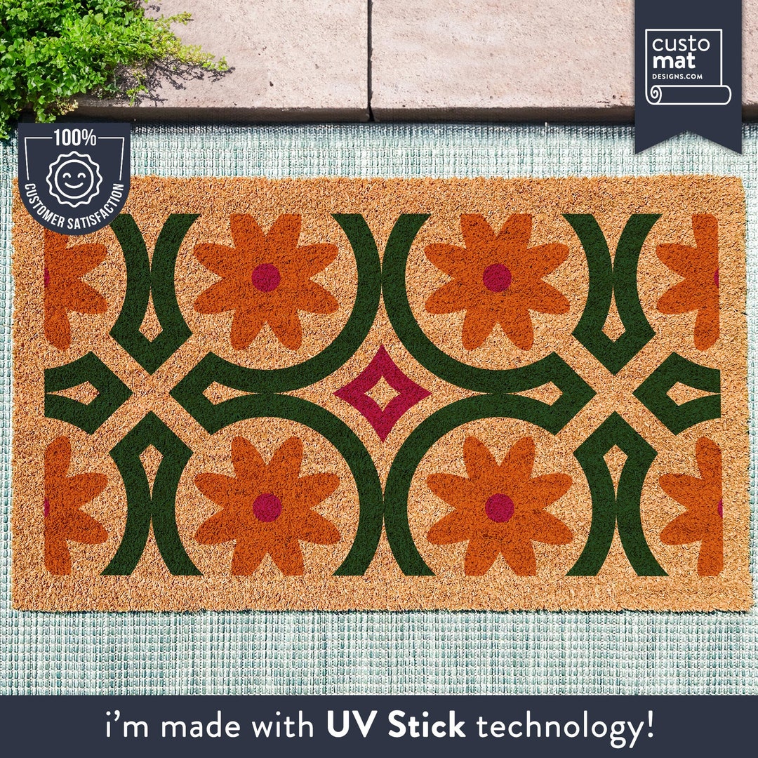 Abstract Vibrant Midcentury Modern Doormat - Bright Coloured Vintage ...
