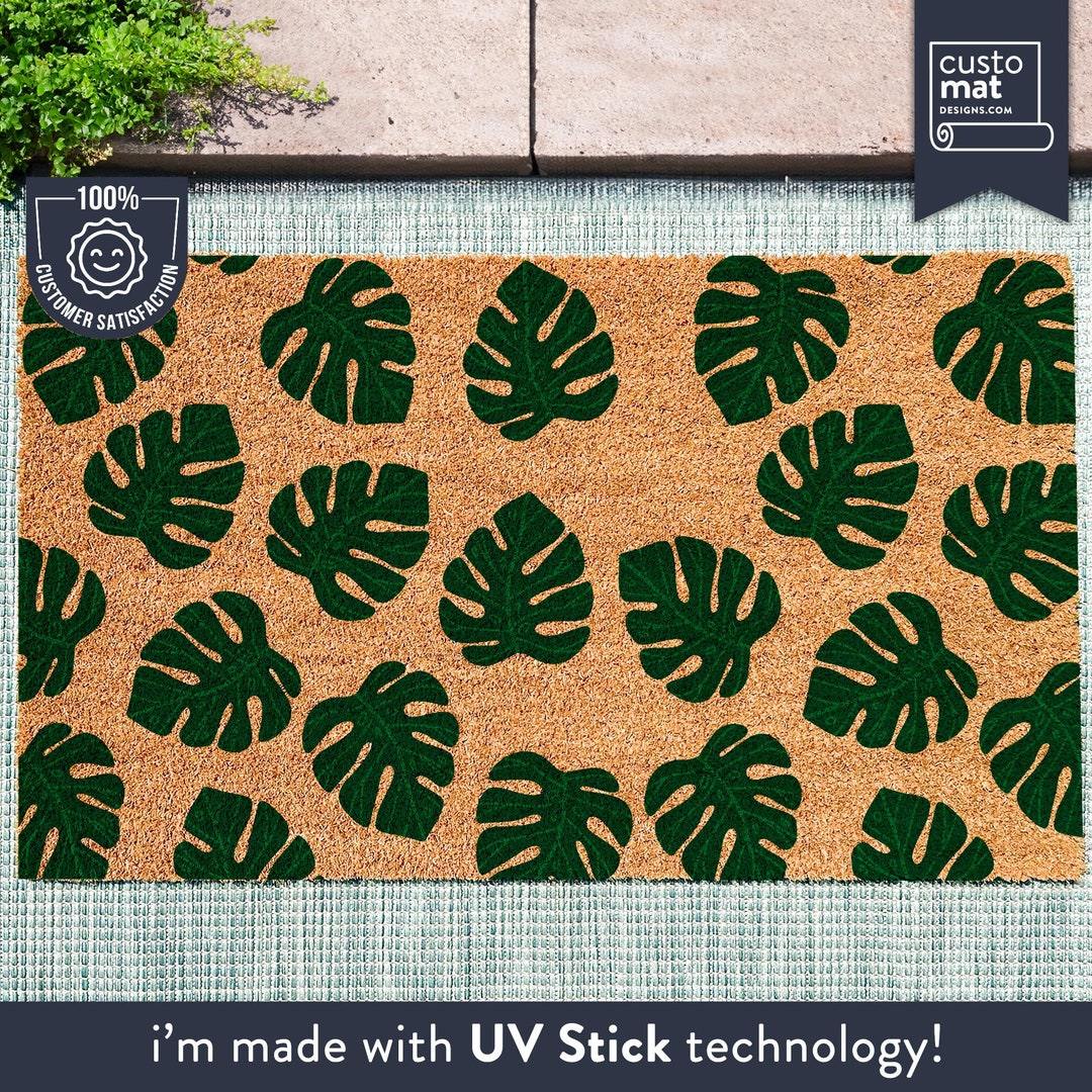 Monstera Leaf Doormat Pattern - Tropical Leaf Coir Door Mat - Monstera ...