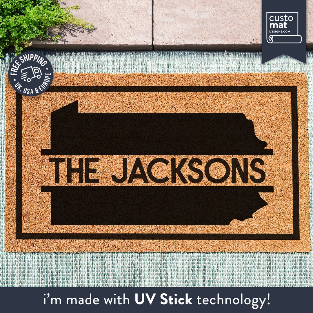 Pennsylvania State Family Monogram Doormat - State Map - Closing Gift ...