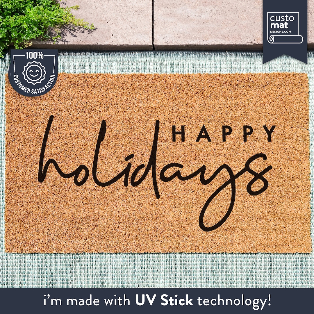 Happy Holidays Doormat - Christmas Door Mat - New Home Gift - Holiday ...