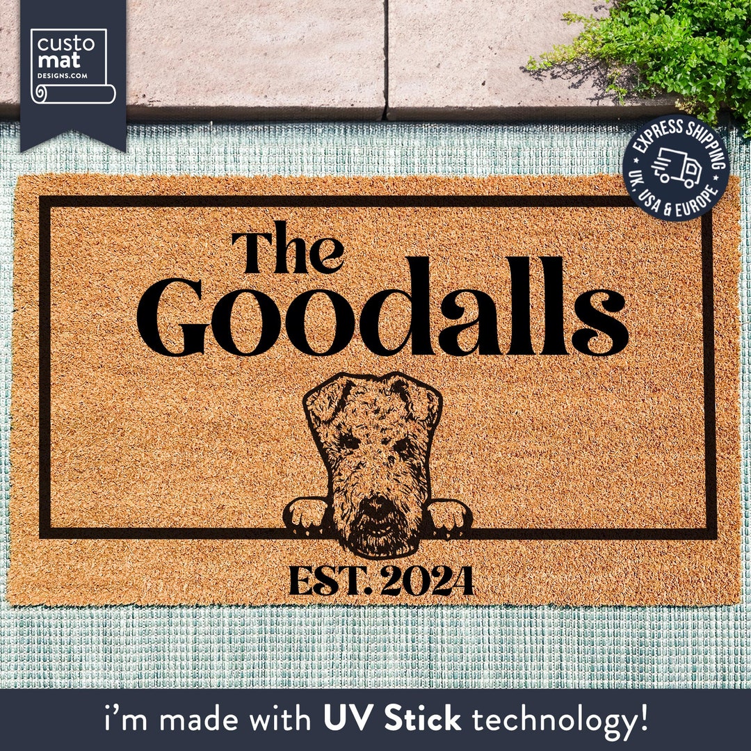 Airedale Terrier Dog Door Mat - Dog Doormat- Custom Pet Breed ...
