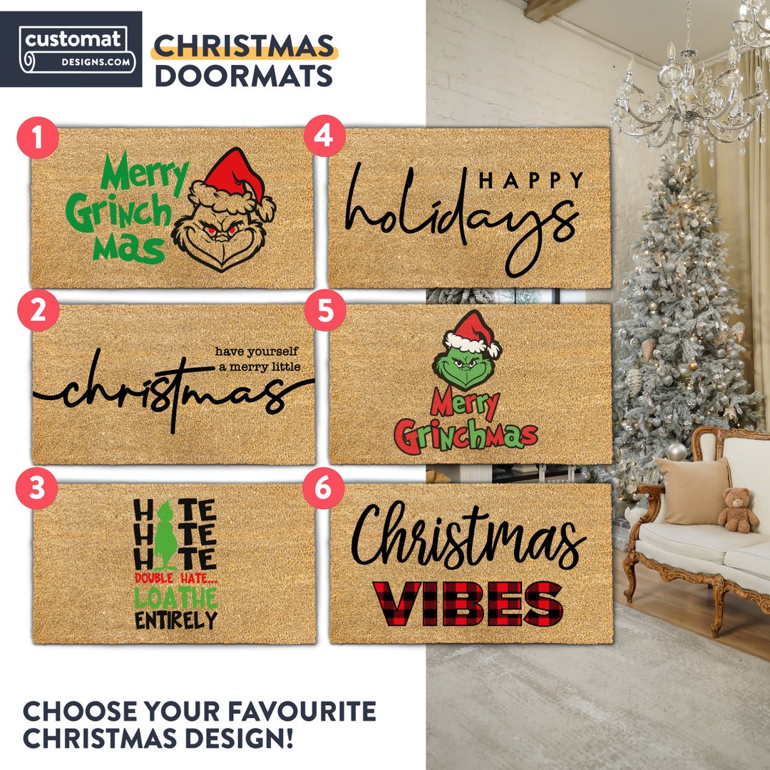 Merry Grinchmas Funny Entryway Mat, Holiday Cheer With Grinch ...
