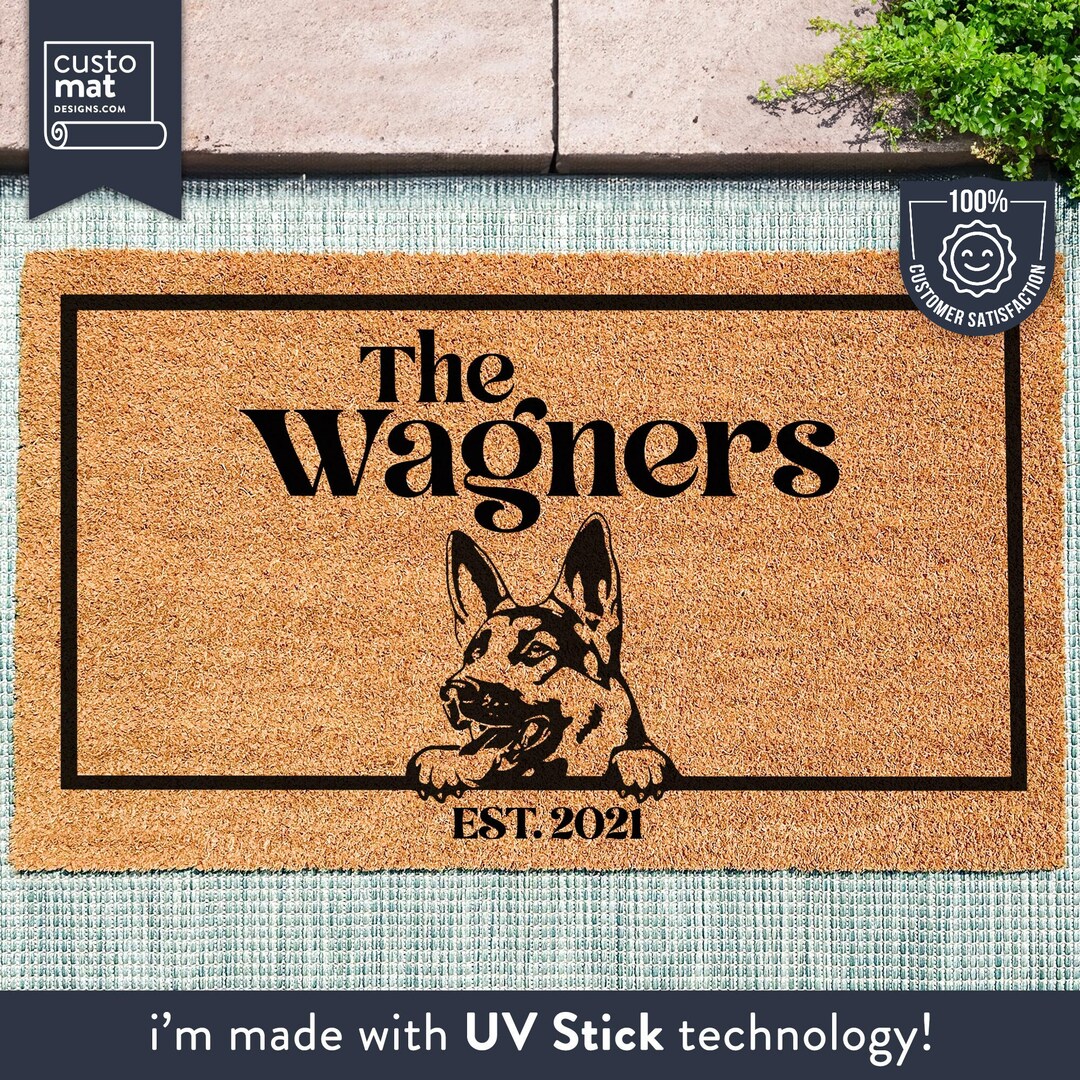 German Shepherd Door Mat - Dog Lover Doormat - Custom Pet Breed ...