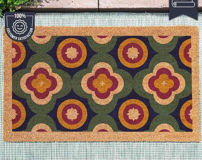 Minimalist Welcome Mat, Mid Century Modern Art Rug, Retro Pattern Decor ...