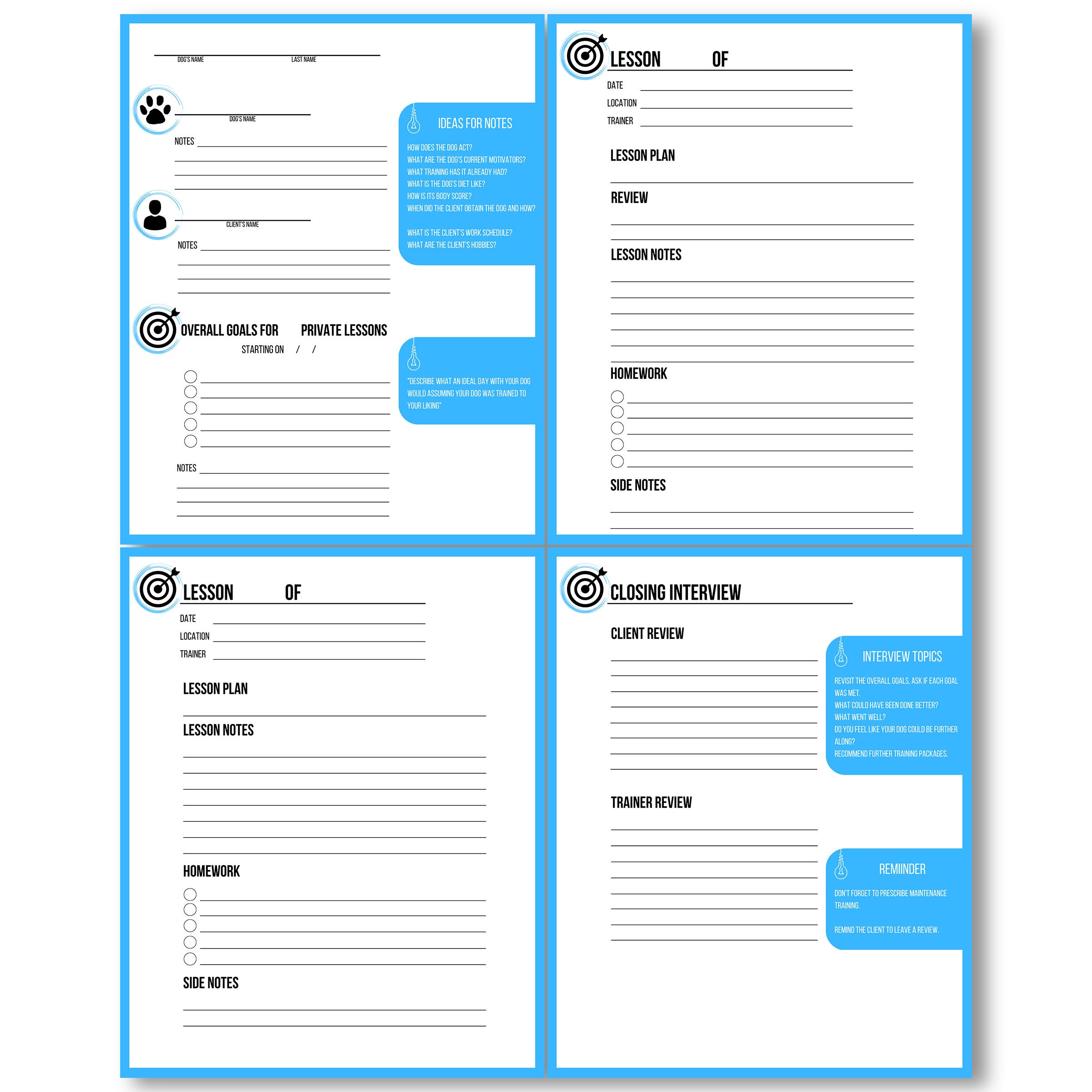 Private Lesson Notes Template for Digital or Printed Use - Etsy