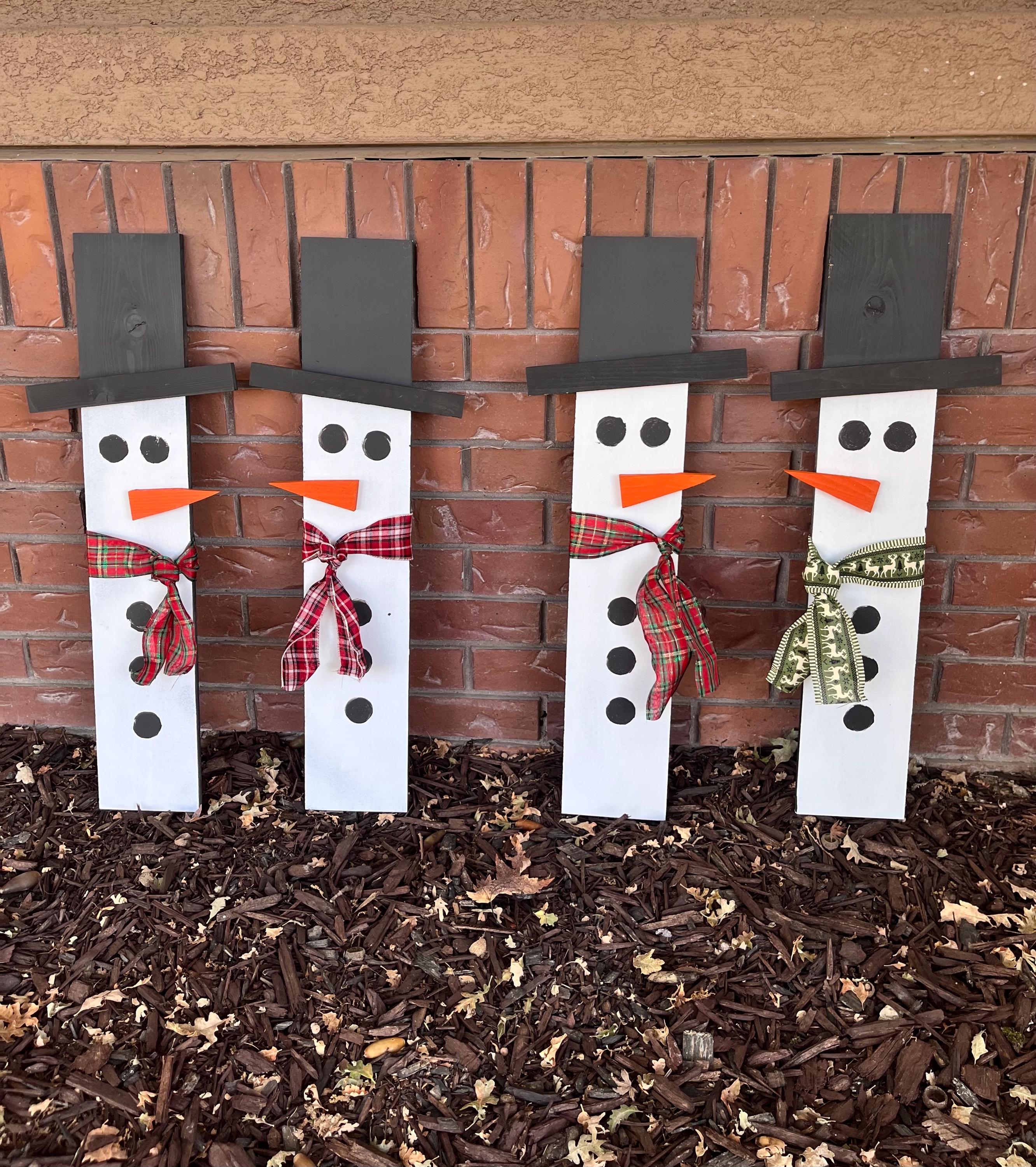 Rustic Wooden Snowmen Porch Decor Outdoor Decorations Christmas Snowmen ...