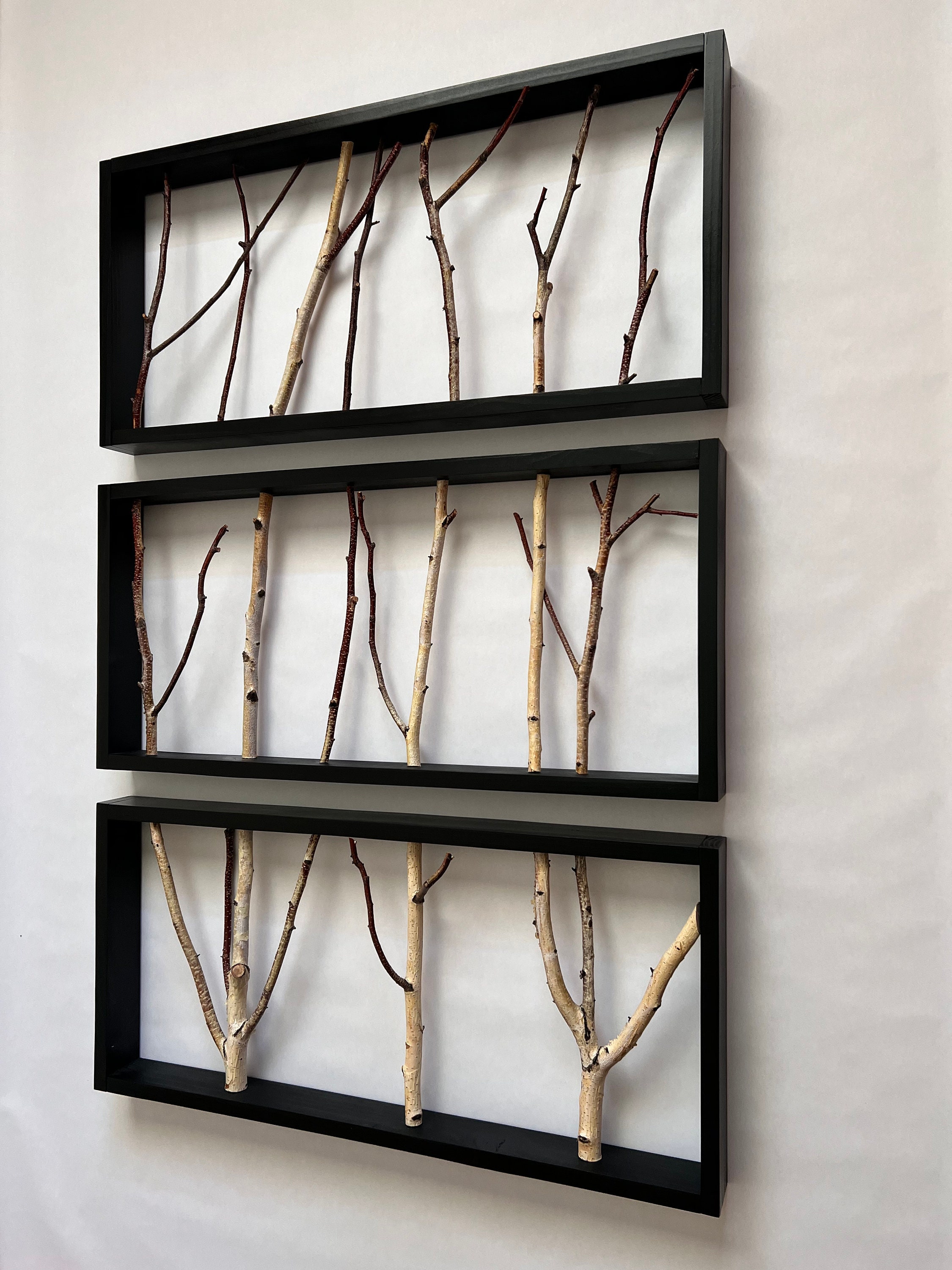 Triple Frame Birch Branch Wall Art Birch Art Birch Branch Birch Wall ...