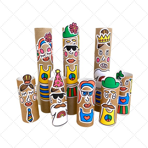 Printable Paper Doll Stickers DIY Paper Dolls Cardboard Tube - Etsy