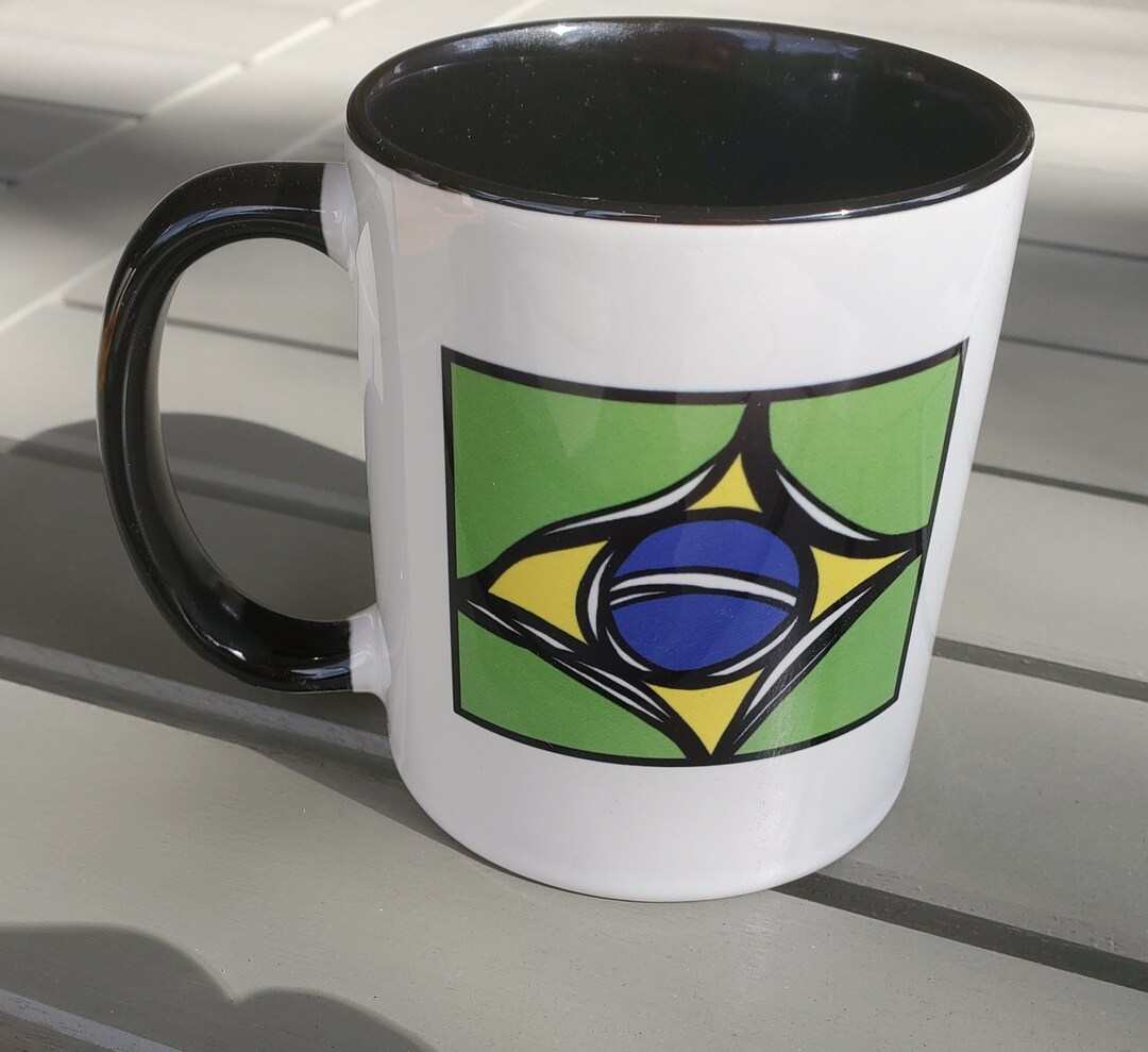 Brazil Mug pátria Amada Brazilian Flag Black and White 11oz. Free ...