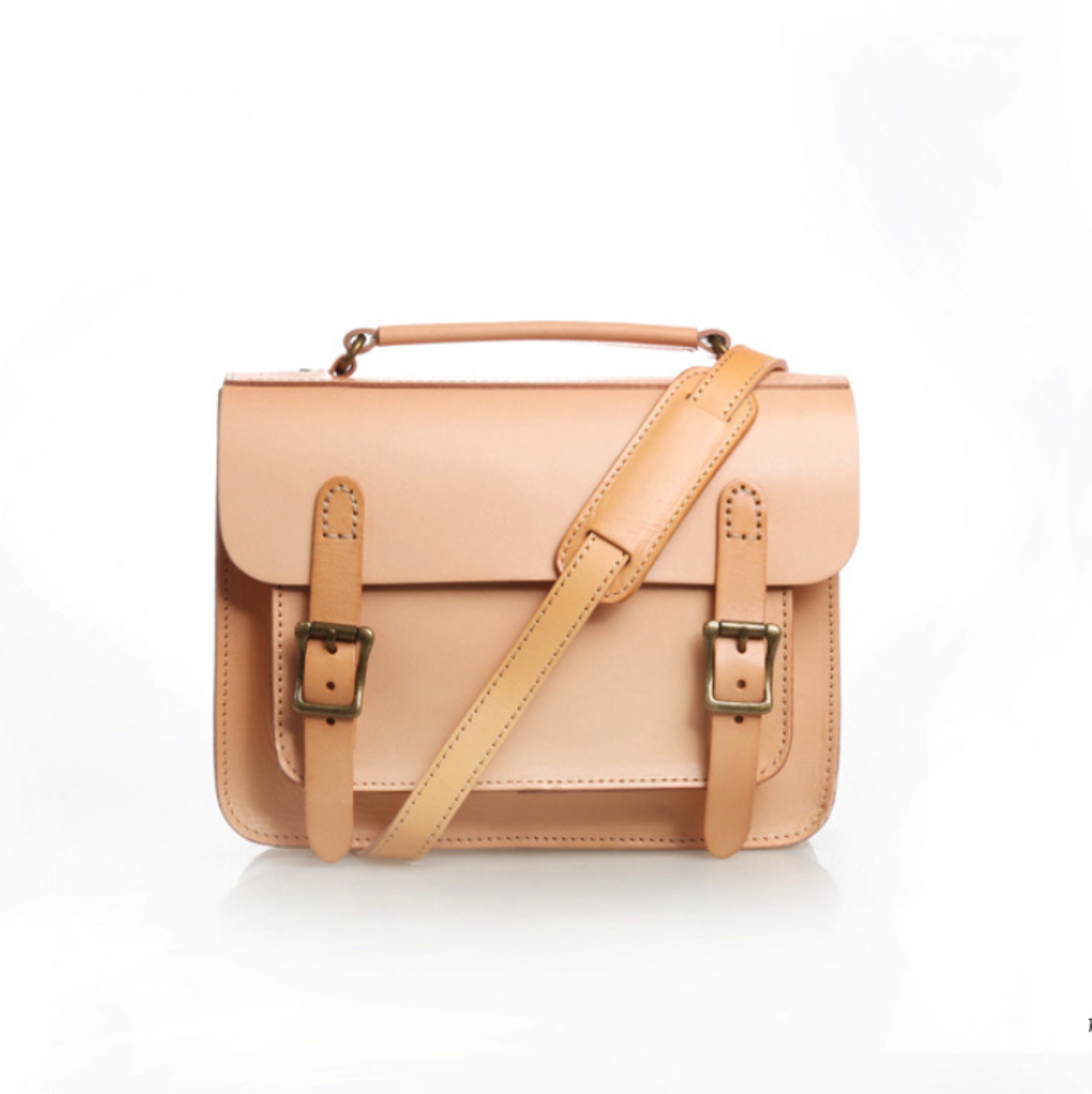Handmade Classic Leather Satchel Small Briefcase Crossbody Bag ...
