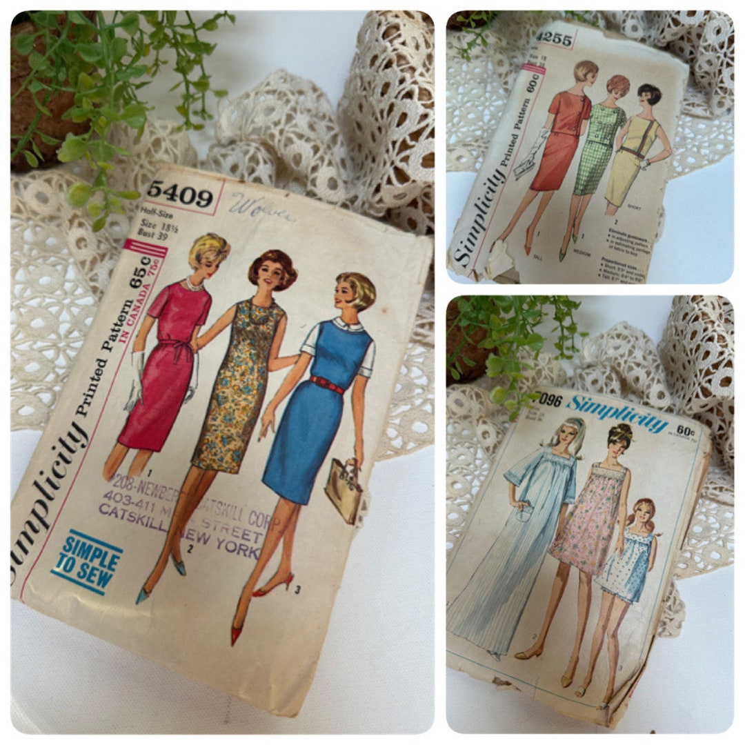 Bundle of 3 Vintage 60s Sewing Patterns - Dresses - Nightgowns - Sewing ...