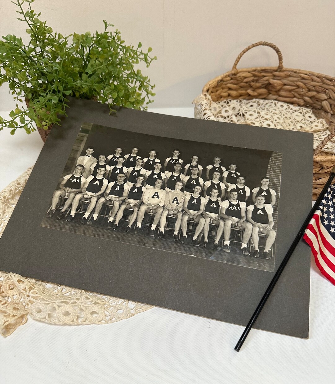 Vintage 1940s High School Boys TEAM SPORTS Yearbook Photo - Black ...