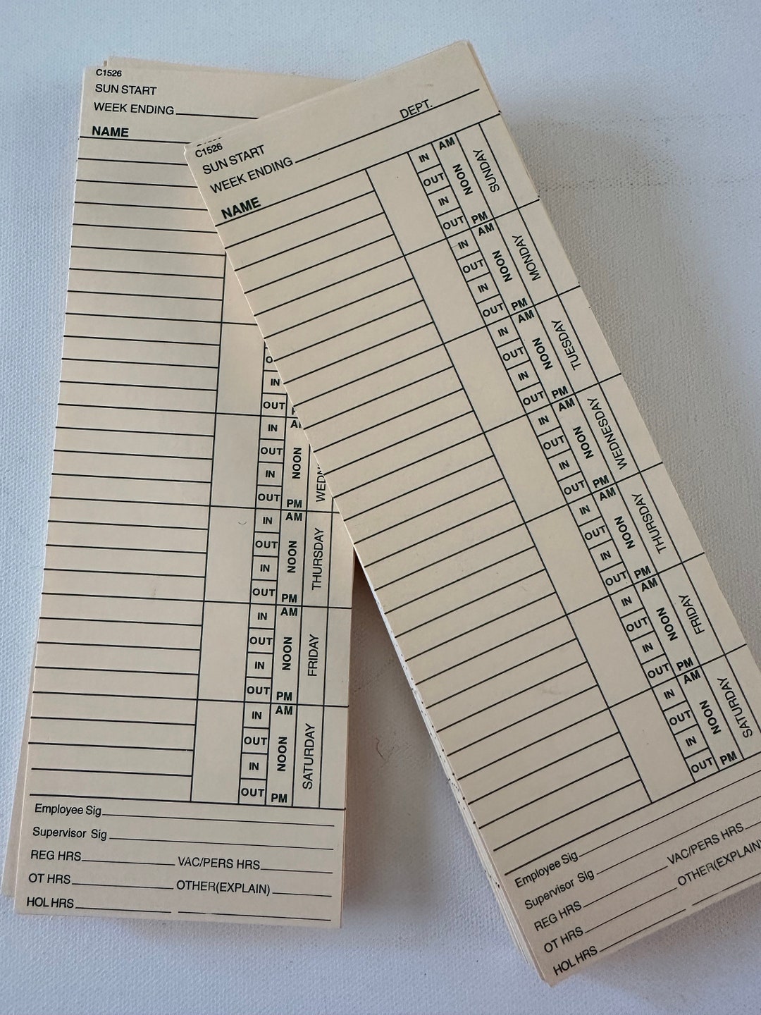 Vintage 1960s Employee Time Sheet Cards Paper Crafting Junk Journal ...