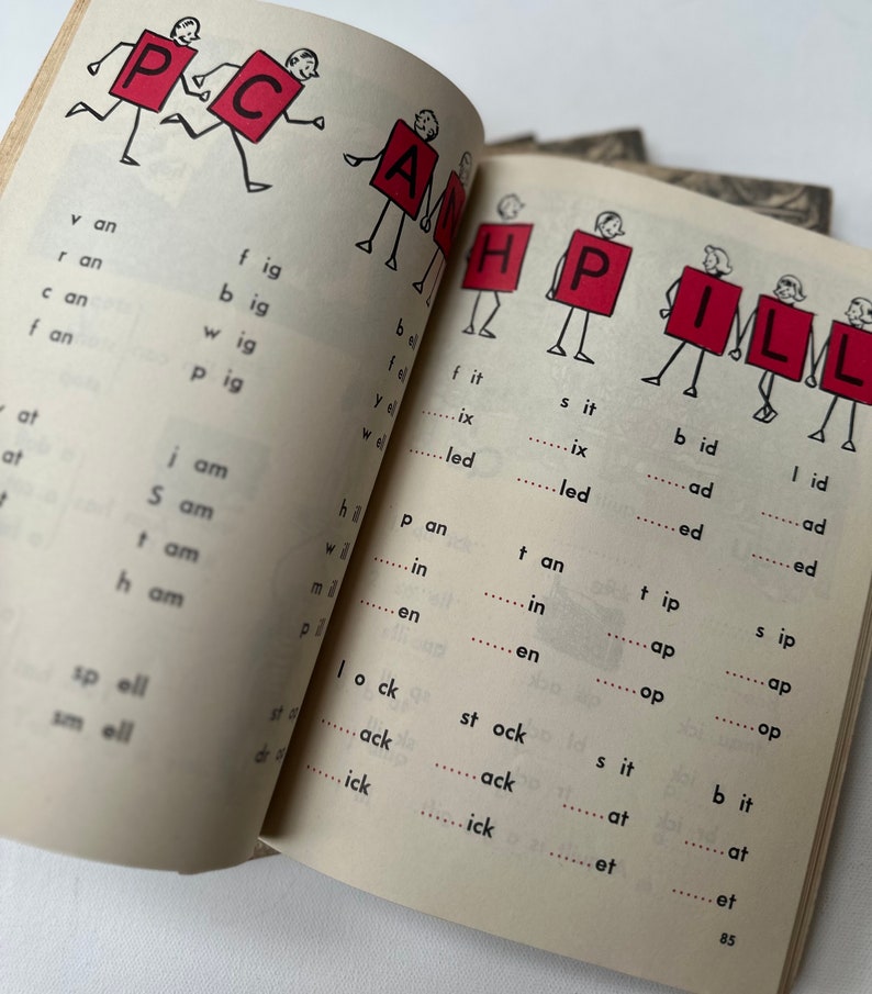 Vintage 1950s Phonics Early Reader Workbook Primer Adorable Graphics ...