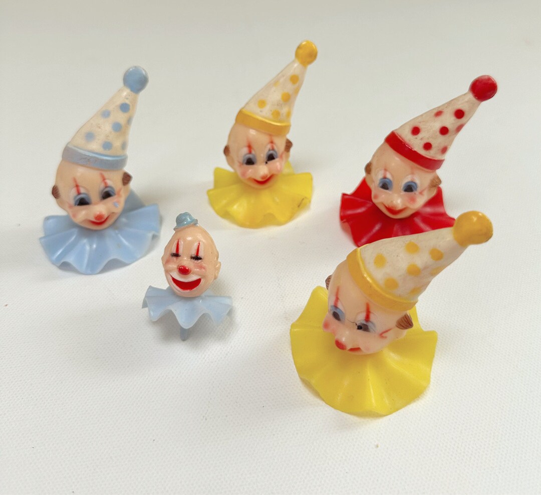 CUTE Vintage CLOWN Cake Toppers Adorable Polka Dot Clown Hats - Etsy